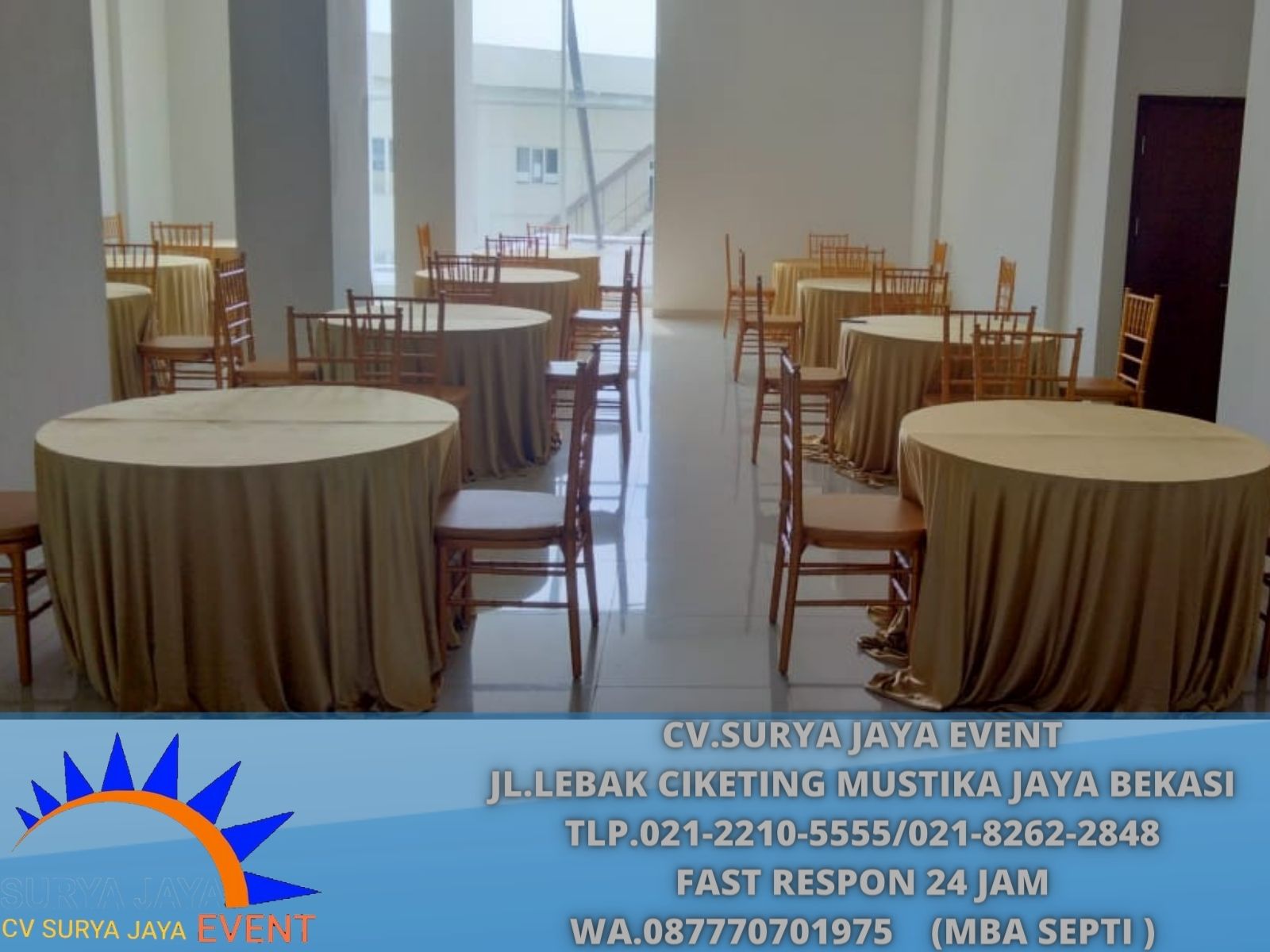 Sewa Meja Dinner Cover Gold – Pusat Sewa Alat Pesta Lengkap Jakarta Bekasi