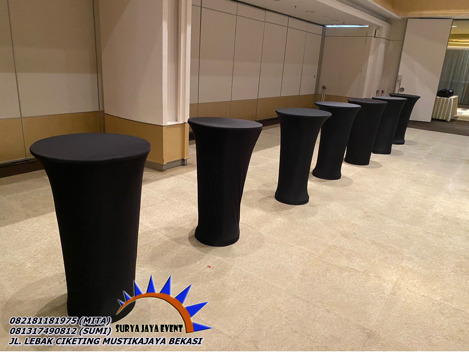 Jasa Sewa Meja Bar Hitam Kaki Stainless Cover Dan Tanpa Cover Area ...